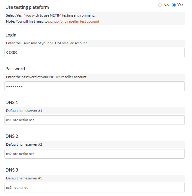 Setup Registrar module in ClientExec - Netim support